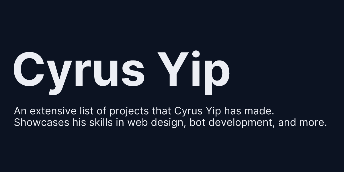 Projects | Cyrus Yip